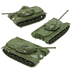 TimMee Toy Tanks for Plastic Army Men - OD Green WW2 3pc - Made in USA