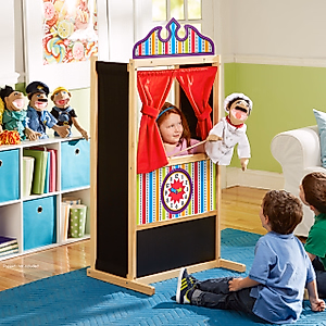 Melissa & Doug Deluxe Puppet Theater - Sturdy Wooden Construction - Puppet Show Theater For Kids