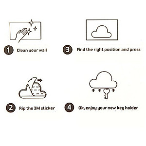 Pack of 4 Blue White Yellow Pink Creative Novelty Cute Cloud Shape Magnetic Magnets Key Holder Wall Keychains Hanger Home office Decoration