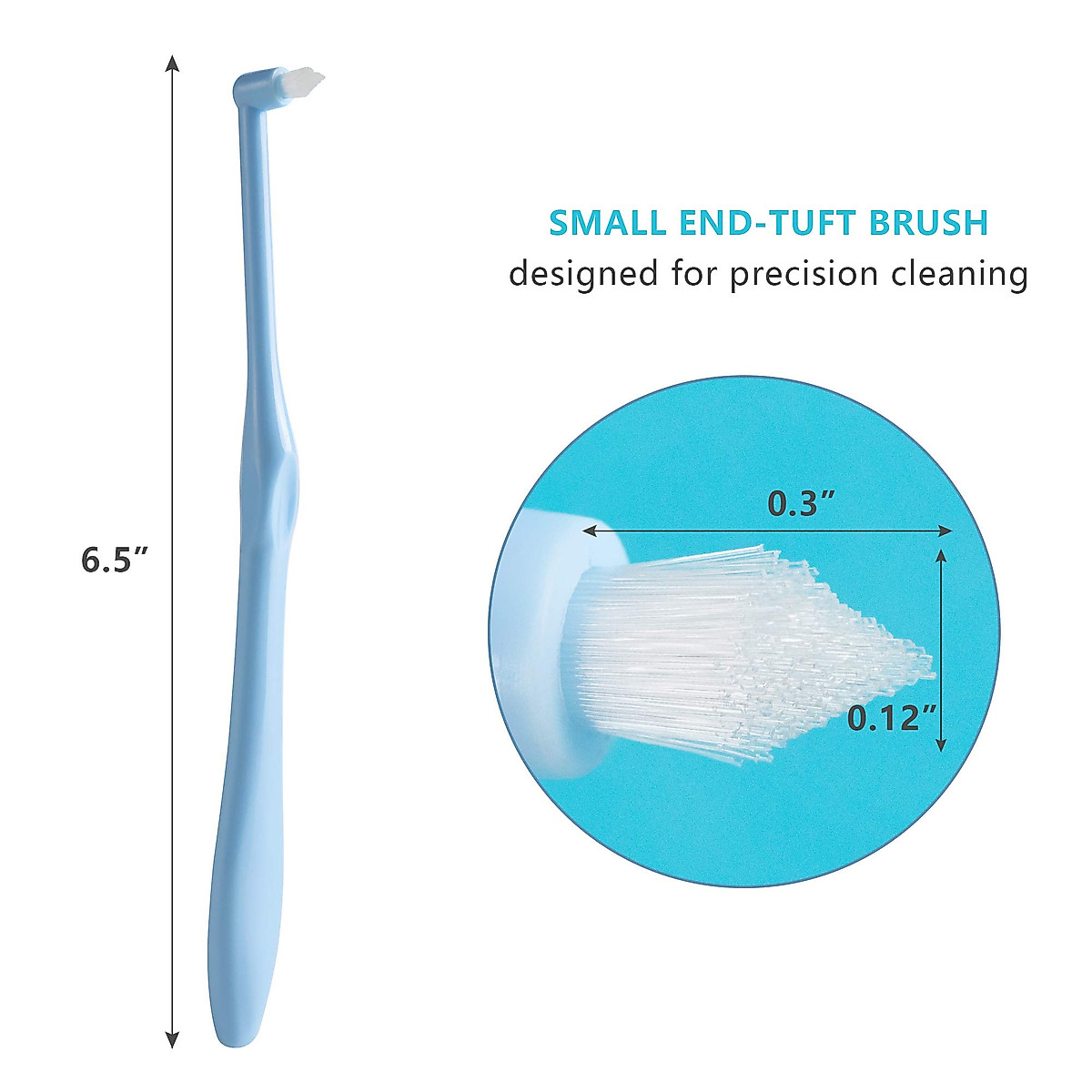 6 Pcs Tufted Toothbrush Interspace Brush End-tuft Tapered Toothbrush Soft Trim Toothbrush Wisdom Gap Toothbrush for Orthodontic Braces Bridges Line and Detail Cleaning
