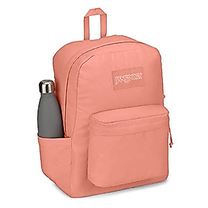 JanSport Superbreak Plus FX Backpack - Work, Travel, or Laptop Bookbag with Water Bottle Pocket, Happy And Sad Pink