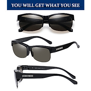 DUCO Fit Over Glasses Unisex Wraparound Glasses Fashion Rimless Wear Over Glasses Polarized Sunglasses for Men and Women 8960