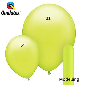 Qualatex 5" Latex Party Balloons Chartreuse Lime Green (100 Per Bag) Helium and Air Halloween