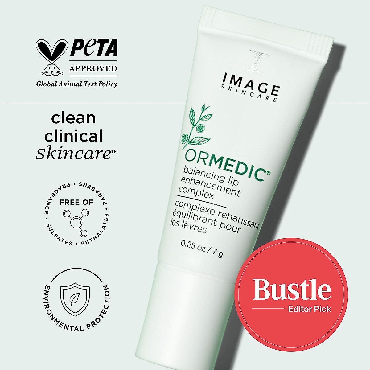 IMAGE Skincare, ORMEDIC pH Balancing Lip Enhancement Complex, Deep Hydration Lip Plumper Peptides for Fuller Lips, Clear, 0.25 fl oz