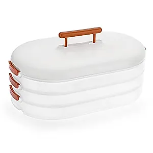 JUXYES 3-Tiers Stack Carry Storage Box with Lid, Plastic Multipurpose Portable Storage Container Box Handled Organizer Storage Box for Organizing Puzzle, Stationery, Sewing, Art Craft Supplies