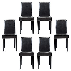Thksbought Modern PU Upholstered Dining Chairs Elegant Design Dining Room Chairs (Black Set of 6)