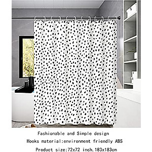 HULEBIN Black Polka dot Shower Curtain Fabric for Bathroom, Small Cute Trendy Design Black Polka dots on White Waterproof Polyester Fabric Bathtub Shower Curtain for Kids,72x72 inches