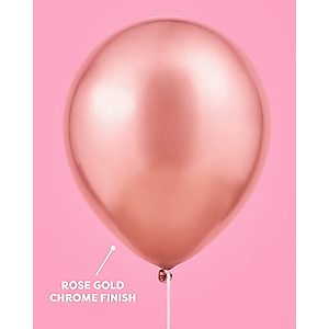 xo, Fetti Rose Gold Chrome Balloons - 25 pk, 12" | Bachelorette Party Decorations, Bridal Shower, Birthday Party, Engagement
