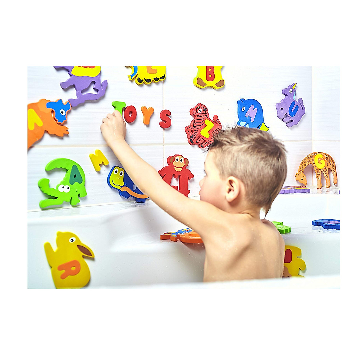 Foam Bath Toys Letters - Set of 52 Pcs - Non-Toxic Bathtub ABC Alphabet for Kids Toddlers - Original Premium Educational Floating Animals Puzzles for Baby Boys Girls