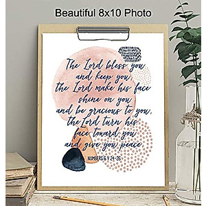 May the Lord Bless You and Keep You - Positive Inspirational Uplifting Religious Bible Study Wall Decor - Motivational Quote Scripture Verse Wall Art - Christian Encouragement Gifts - Aaronic Blessing