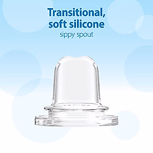 Dr. Brown’s® Milestones™ Narrow Sippy Bottle, 100% Silicone Soft Sippy Spout, 8oz/250mL, Flamingo & Bunny, 6m+