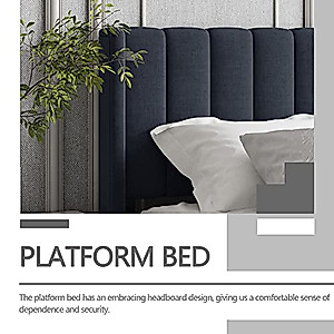 Zoophyter Upholstered Platform Bed Frame Queen Size with Headboard,Strong Wooden Slats Support No Box Spring Needed Easy Assembly Dark Grey
