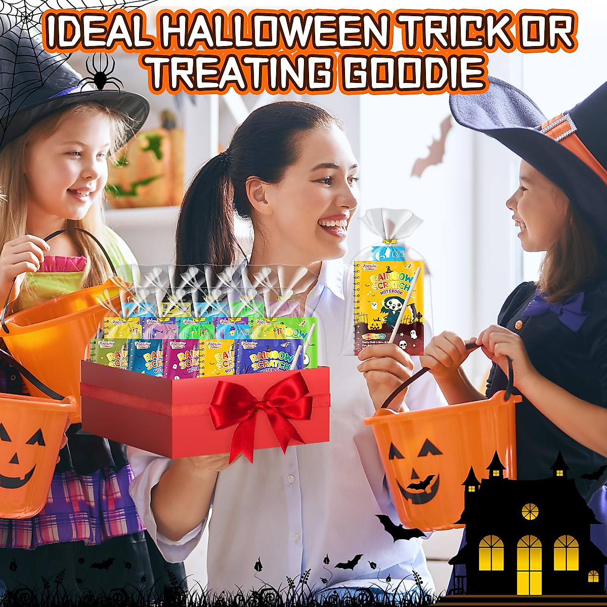 Halloween Party Favors for Kids Bulk: 24 Pack Rainbow Scratch Art Notebook Bulk Scratch Art Party Favors Girls Boys Birthday Party Favors Classroom Prizes Gifts