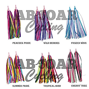 ABSOAR Cycling Colorful Bike Streamer Girls Boys Kids Bicycle Tassel Ribbon Handlebar Scooter Streamers 2 Pairs (Tropical Bird & Peacock Pride)