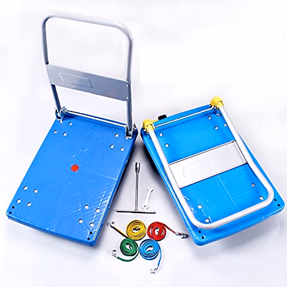 Generic Flatbed Hand Cart Foldable Platform Truck Plastic Deck Push Cart Metal Handle Hand Trolley for Moving Transport Silent Wheels Fit Outdoor and Indoor Heavy Duty Flatbed Cart (Size : S), Small