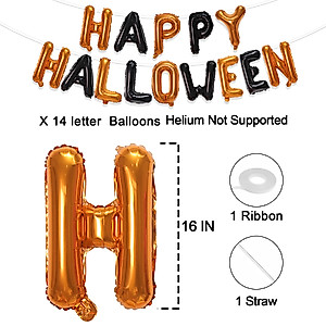 Tellpet Happy Halloween Balloons Banner, Halloween Party Decorations for Home Yard Decor Backdrop Sign, Orange and Black