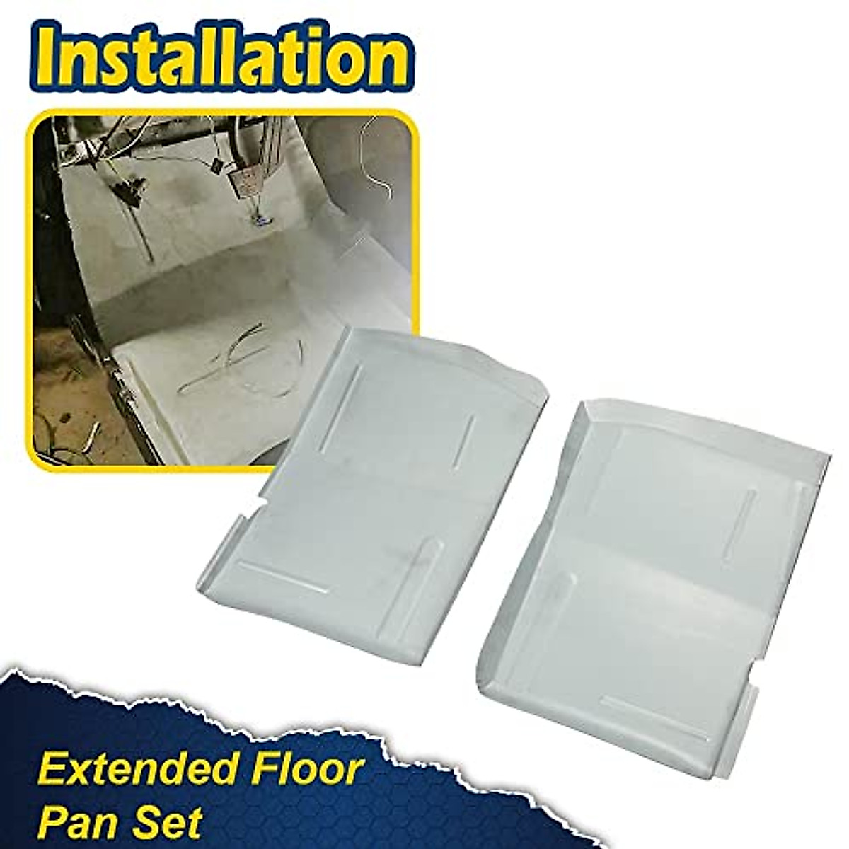 CHEDA Extended Front Floor Pans Compatible with 1973 197 Chevy GMC Truck Suburban Blazer Jimmy 2PCS Driver&Passenger Side (Silver)