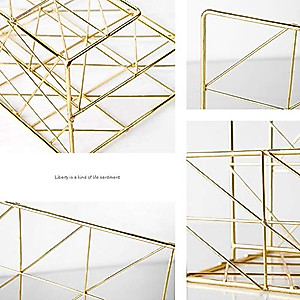 Magazine Rack Wall Wrought Iron Bookshelf Gold Shelf Living Room Creative Home Wall Magazine Storage Rack Best Gift (Color : Gold, Size : 251220cm)