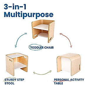 ECR4Kids Bentwood Multipurpose Cube Chair, Kids Furniture, Natural/White