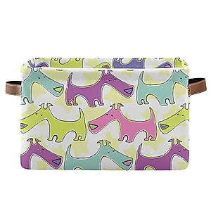 Colorful Dogs Storage Basket Bins Foldable Decorative Storage Box Laundry Hamper Baskte Storage for Pet Books Clothes Makeup Nursery Closet Office,1 pcs