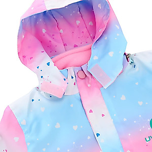 UWBACK Girls Jacket 3 In 1 Detachable Liner Fleece Windproof Waterproof Winter Coat With Hood Pink Love 150