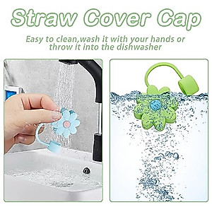 5PCS Straw Cover Cap for Stanley Cup, Flower Straw Topper for Stanley 30&40 Oz Tumbler with Handle, 10mm Silicone Cute Drinking Straw Tip Covers for Christmas Gifts. (5PCS Flower)