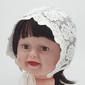 Nihao Baby Baptism Bonnet (F-White Simple Lace Bonnet, 1-2 Years Old)