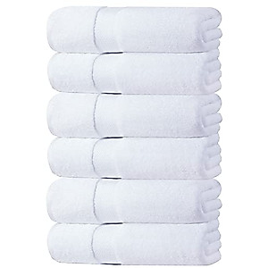 Oakias 6 Pack White Hand Towels – 16 x 28 Inches – 600 GSM Quality – Highly Absorbent & Soft Gym Towels