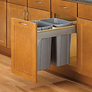 Knape & Vogt KV Soft Close Top Mount Waste Bins Double bin 35qt Platinum 17-1/2" W