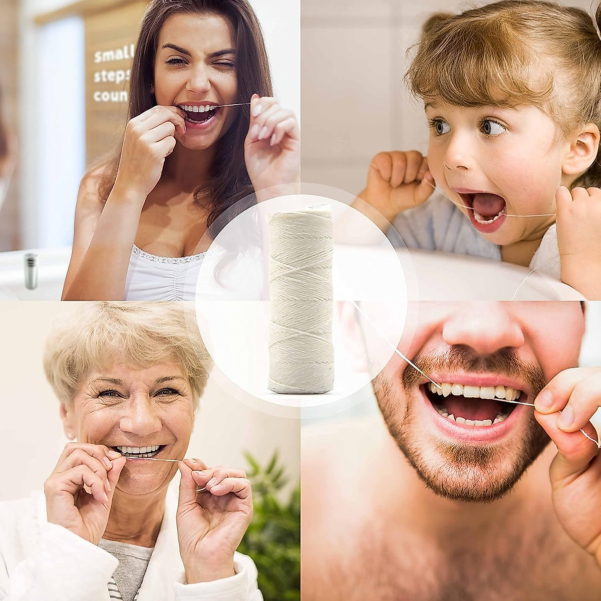 Vegan Refill Dental Floss | Refillable Tooth Floss | Candelilla Wax | Plastic Free Dental Tape | Zero Waste Floss | Eco Floss | Mint | 2 x 55 Yards | Bambaw