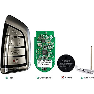 Autel MaxiIM IKEY Universal Key Fob Replacement with BMW-Type Rescue Blade Keyless Entry Remote Control Blank Car Key 4 Buttons Clicker Work with Key Fob Programming Tool Autel KM100 IM508 IM608