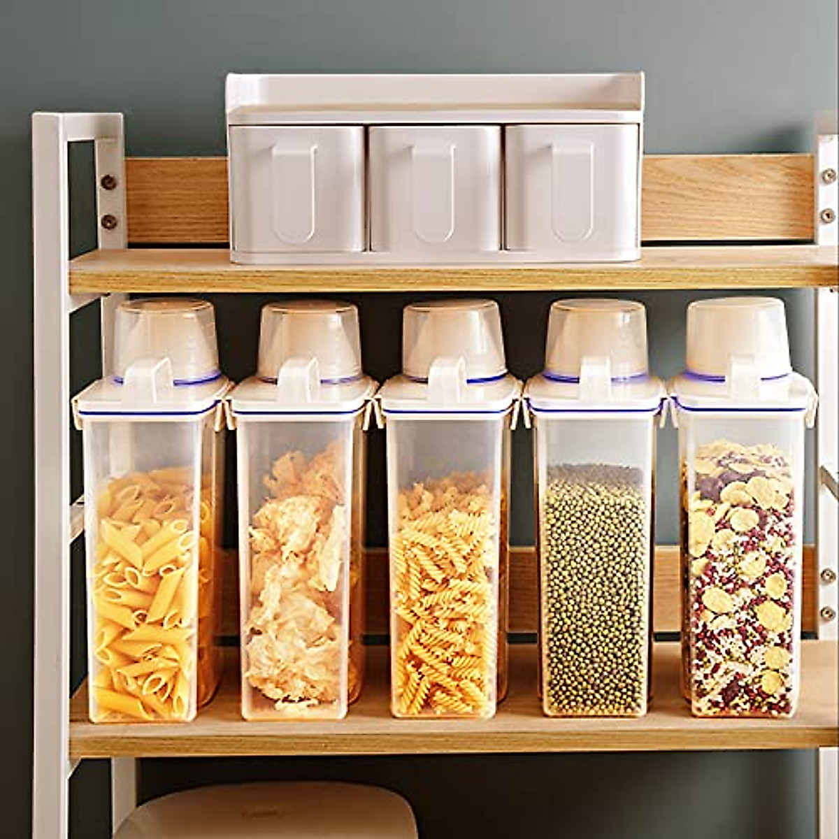 2Pack Rice Storage Bin Cereal Containers Dispenser,BPA Free Plastic Airtight Dry Food Storage Containers for Oatmeal, Grain, Cereal, Flour(blue+Red)