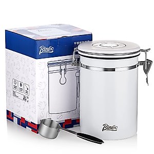 Bincoo Stainless Steel Coffee Containers 26oz, Coffee Canister for Ground Coffee, Airtight Coffee Container with Measuring Scoop