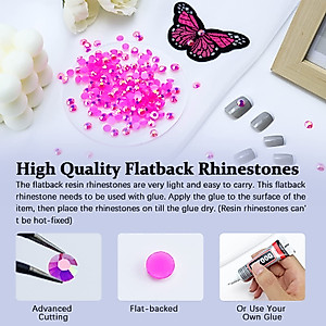 Briskbloom 3000PCS Resin Flatback Rhinestone, 2mm 3mm 4mm 5mm 6mm Hot Pink AB Flatback Jelly Resin Rhinestones for Tumblers, Mugs, Bottles, Craft Decoration, Loose Bling Glitter Gem Stone, Rose AB