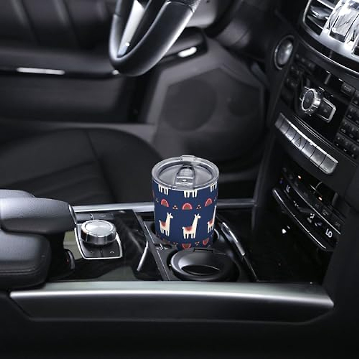 20oz Tumbler Cute Alpaca Llama Pattern Double Wall Vacuum Insulated Coffee Mug with Lid and Metal Straw Brush Reusable Stainless Steel Water Bottle Travel Cup Gifts for Car Ice Drinks Hot Beverage