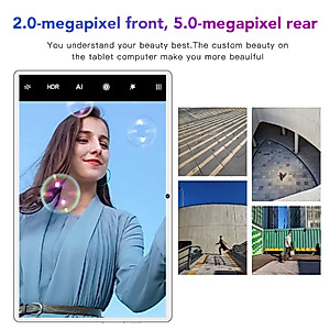 EBTOOLS 5G WiFi Tablet, 10.1in 6GB 128GB Screen Silver Tablet, MT6592 10 Cores Calling Tablet with Dual Cameras for Android 12 100 to 240V