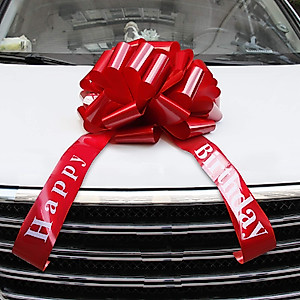 Picowe Big Red Car Bow, Giant Happy Birthday Ribbon Tails Gift Wrapping Bows Gift Wrapping Car Ribbon Bow for New Car, Huge Presents Bows Decoration (Red)