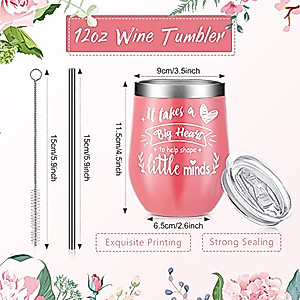 Meanplan 4 Pcs Teacher Christmas Appreciation Gifts for Women, 12 oz Teacher Tumbler, 2 Bookmark and Acrylic Heart Paperweights Thank You Graduation Keepsakes for Teacher's Day Gifts