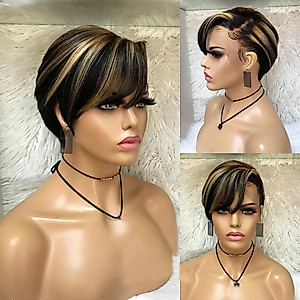 ReHebbe Pixie Cut Wigs for Black Women 99J/613 Blonde Color Short Cut Human Hair Wigs