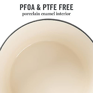 MARTHA STEWART Gatwick 7 QT Enamel Cast Iron Dutch Oven, Linen w/Gold Knob