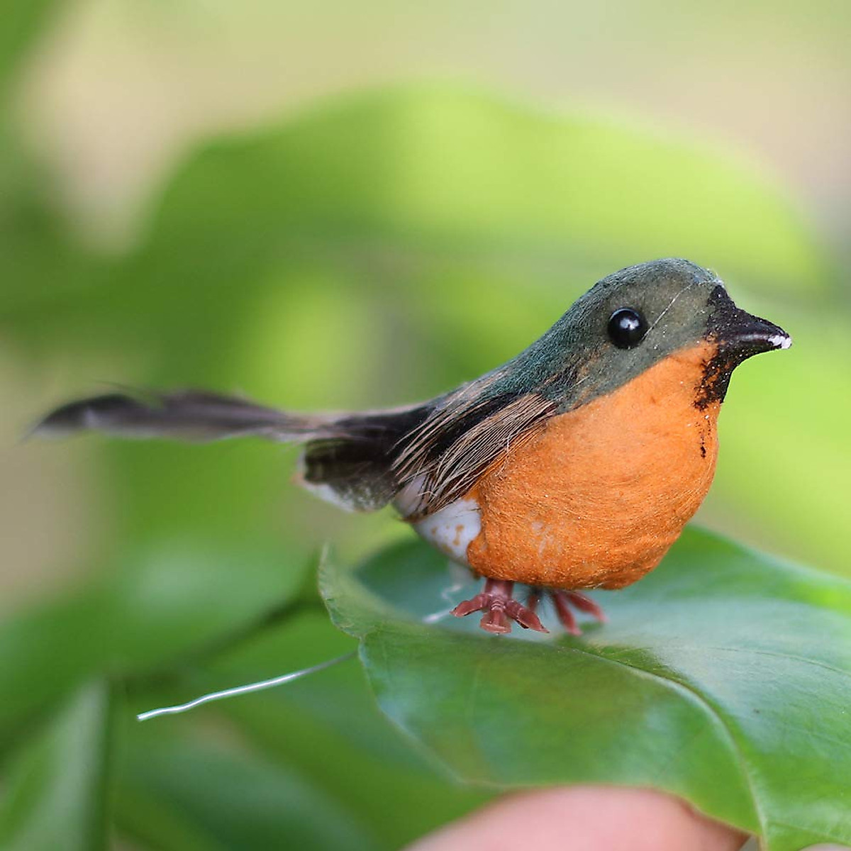 Rrut 12PCS Artificial Feathered Birds, Simulation Foam Birds Clip Robin Bird Hanging Pendant Christmas Tree Decoration Christmas Tree Ornament Home Garden Wedding Decor Orange