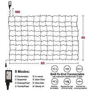 Christmas Net Lights Outdoor 120 LED 5ftx6ft Christmas Decorations Lights ,8 Modes Connectable Waterproof Net Mesh Lights for Xmas Trees, Bushes, Wedding, Garden, Outdoor, Indoor Decor (Warm White)