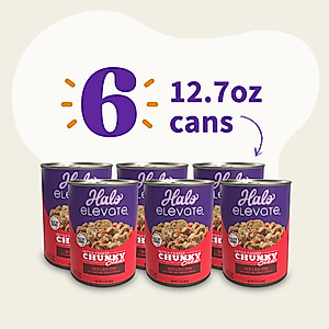 Halo Elevate Wet Dog Food, Kettle Cooked Chunky Healthy Grains Duck & Beef Stew with Carrots, White Potatoes & Brown Rice, 12.7oz (Pack of 6)