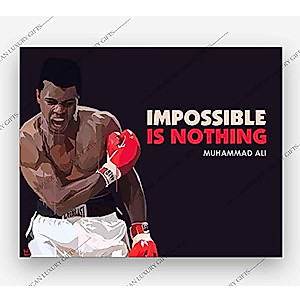 Impossible Is Nothing - Motivational Wall Art, Motivational Wall Photo With Muhammad Ali Quotes, Wall Print For Home Decor, Gym Decor, & Boys' Bedroom Decor. Great for Boxing Fans! Unframed -10x8"