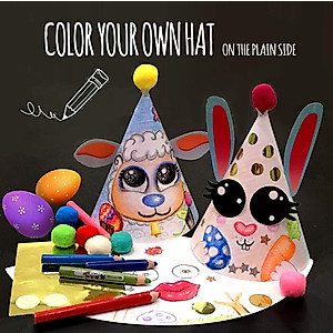 Glittery Garden Party Hats for Kids Art & Craft. Fun Birthday Activity Kit with Stickers. Animal Theme Party Favor, Game Supplies. Christmas, Thanksgiving, Easter Decoration