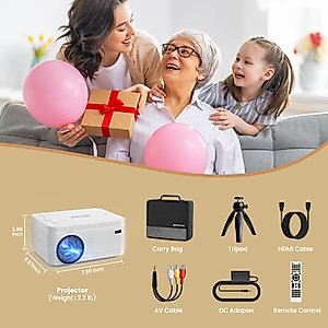 BIGASUO Upgrade HD Bluetooth Projector Built in DVD Player, Mini Video Projector 1080P Supported Compatible with TV/HDMI/VGA/AV/USB/TF SD Card, Portable Outdoor Movie Projector