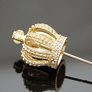 RechicGu Gold Royal Queen Crown Tiara Cross Faux Pearl Lapel Stick Pin Tie Hat Scarf Badge Brooch