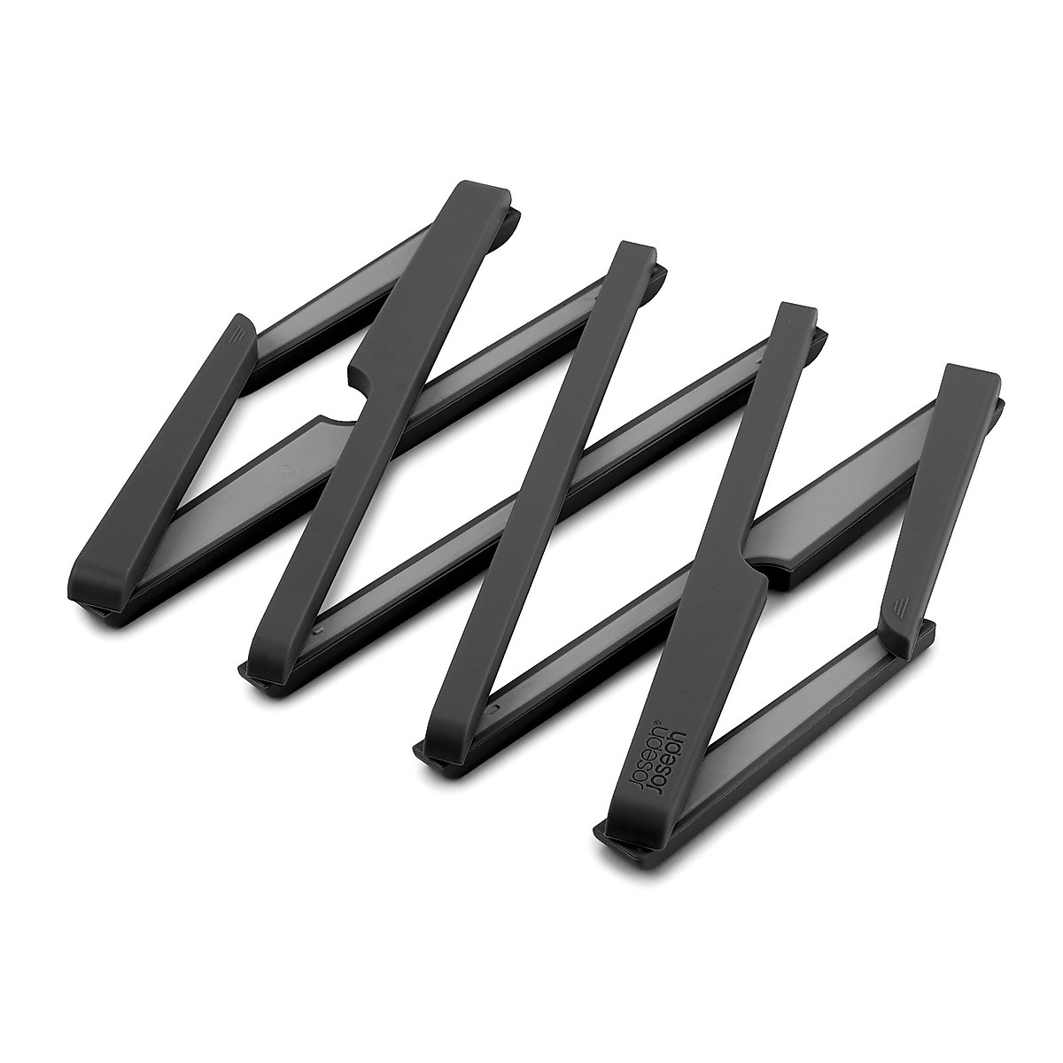 Joseph Joseph Stretch Folding Silicone Trivet for Hot Pot and Pan, Expanding non slip stand, heat resistant mat for Kitchen Countertop - Black