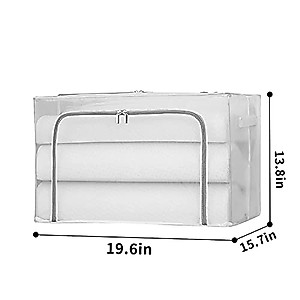byg 70L Waterproof Transparent Storage Bins Stackable Foldable Steel Frame storage Boxes for Comforters Bedding Blankets Clothing Pillows Decorations Pack of 2