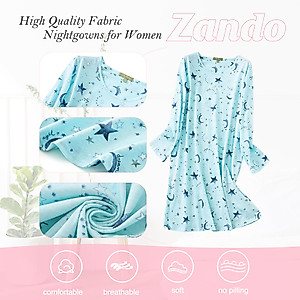 Zando Nightgowns for Women Cotton Night Gown Long Sleeve Sleepshirts Animal Cartoon Pajamas Women's Nightgowns&Sleepshirts Maternity Pajamas Women's Sleepwear Long Black Planet X-Large